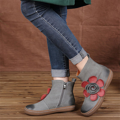 S013 Short boots women's autumn and winter Huizu beautiful explosion models women's shoes, women's boots, flowers,