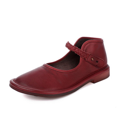 S018 Spring and summer new women's shoes leather ethnic style soft sole original handmade cowhide single shoes