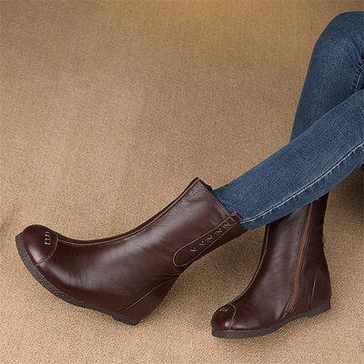 S027 Handmade original middle tube retro warm women's boots leather women's boots brand foreign trade original single