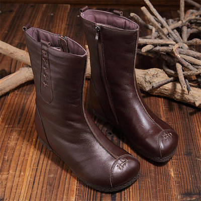 S027 Handmade original middle tube retro warm women's boots leather women's boots brand foreign trade original single