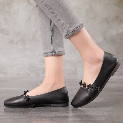 S058 New leather Mori women's flat-bottomed original handmade small flowers fresh and artistic four seasons women's shoe