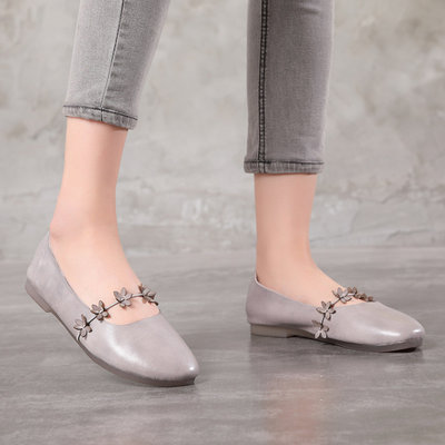 S058 New leather Mori women's flat-bottomed original handmade small flowers fresh and artistic four seasons women's shoe