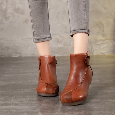 S079 Martin boots women short boots retro handmade leather fashion flat leather boots women