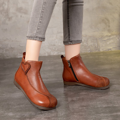 S079 Martin boots women short boots retro handmade leather fashion flat leather boots women