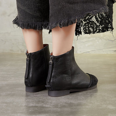 S084 Casual women's shoes retro handmade leather fashion frosted stitching flat short boots women