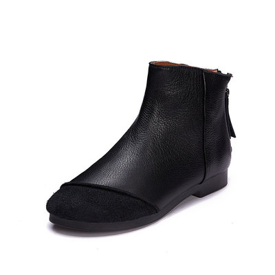 S084 Casual women's shoes retro handmade leather fashion frosted stitching flat short boots women