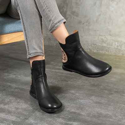 S090 Autumn and winter hot style Martin boots retro handmade leather women's shoes fashion casual flat-bottomed women's