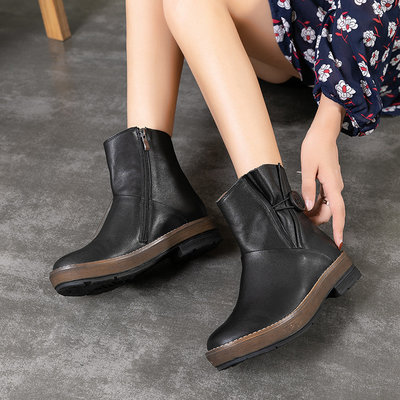 S092 2020 autumn and winter new Martin boots retro ethnic leather handmade fashion flat ladies short boots