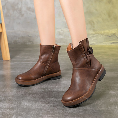 S092 2020 autumn and winter new Martin boots retro ethnic leather handmade fashion flat ladies short boots