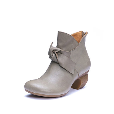 S094 New Martin boots retro leather handmade bowknot fashion wedge heel ladies short boots