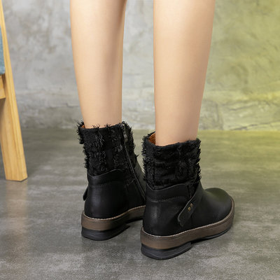 S095 New autumn and winter Martin boots in tube ethnic style leather boots retro leather women's shoes explosion