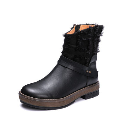 S095 New autumn and winter Martin boots in tube ethnic style leather boots retro leather women's shoes explosion