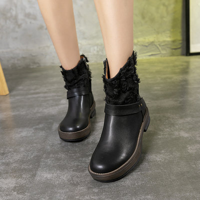 S095 New autumn and winter Martin boots in tube ethnic style leather boots retro leather women's shoes explosion