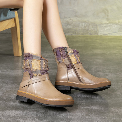 S095 New autumn and winter Martin boots in tube ethnic style leather boots retro leather women's shoes explosion