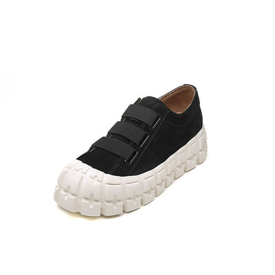 S114 Women's Shoes Autumn 2020 New Leather Women's Shoes Convenient Velcro Platform Shoes Trifle Women's Shoes