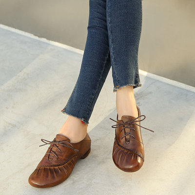 S116 Manufacturer women's shoes autumn 2020 new Huizu beauty retro handmade women's shoes convenient lace shoes women's