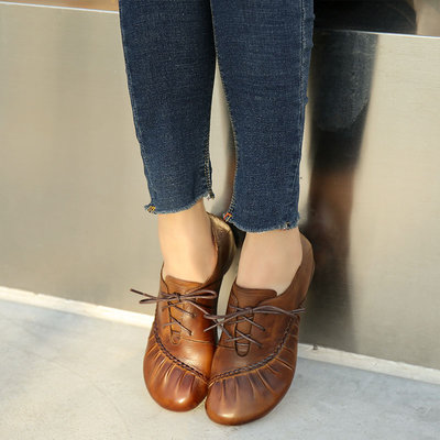 S116 Manufacturer women's shoes autumn 2020 new Huizu beauty retro handmade women's shoes convenient lace shoes women's
