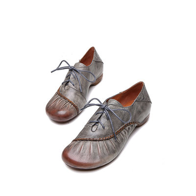 S116 Manufacturer women's shoes autumn 2020 new Huizu beauty retro handmade women's shoes convenient lace shoes women's