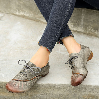 S116 Manufacturer women's shoes autumn 2020 new Huizu beauty retro handmade women's shoes convenient lace shoes women's