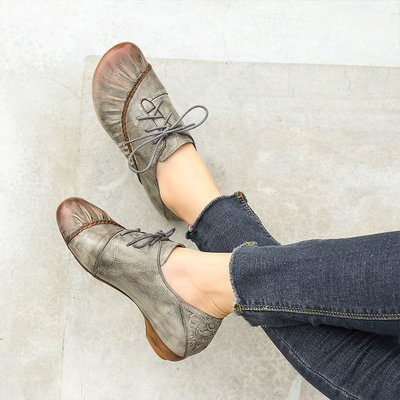 S116 Manufacturer women's shoes autumn 2020 new Huizu beauty retro handmade women's shoes convenient lace shoes women's