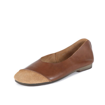 S124 Manufacturers 2020 new frosted leather stitching fashion women's shoes, handmade art retro spring and autumn shoes