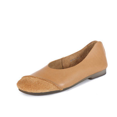 S124 Manufacturers 2020 new frosted leather stitching fashion women's shoes, handmade art retro spring and autumn shoes