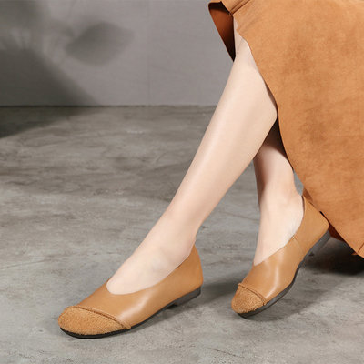 S124 Manufacturers 2020 new frosted leather stitching fashion women's shoes, handmade art retro spring and autumn shoes