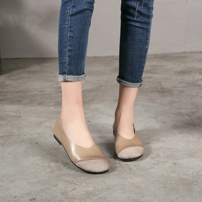 S124 Manufacturers 2020 new frosted leather stitching fashion women's shoes, handmade art retro spring and autumn shoes