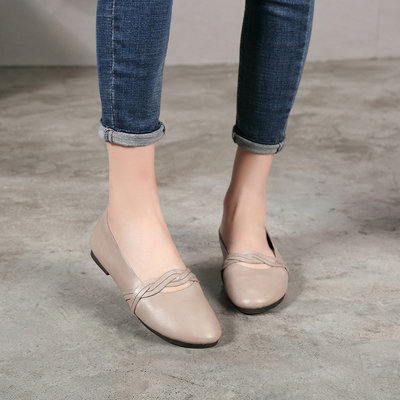 S125 2020 new spring and autumn handmade simple pure color leather women's shoes sweet temperament literary single shoes