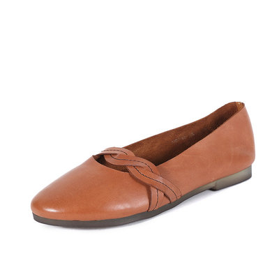 S125 2020 new spring and autumn handmade simple pure color leather women's shoes sweet temperament literary single shoes