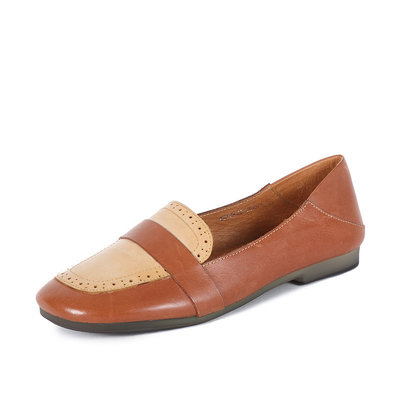 S126 2020 new spring and autumn retro women's shoes factory wholesale handmade contrast simple leather soft ethnic style