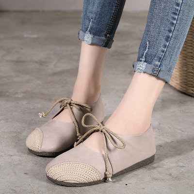 S129 2020 Mori women lace small fresh leather women's shoes factory direct sales retro ethnic style handmade single shoe