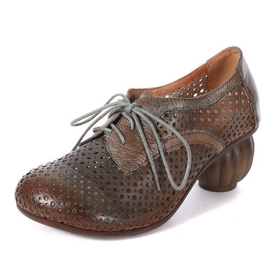 S130 2020 spring style literary fan small leather shoes women's shoes spring and summer forest simple high-heeled retro