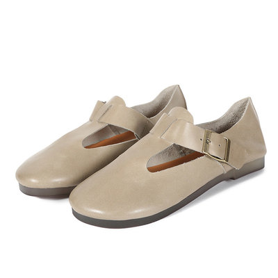 S133 2020 manufacturers simple temperament fashion women's shoes spring and autumn pure color metal buckle leather handm