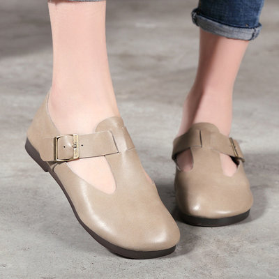 S133 2020 manufacturers simple temperament fashion women's shoes spring and autumn pure color metal buckle leather handm
