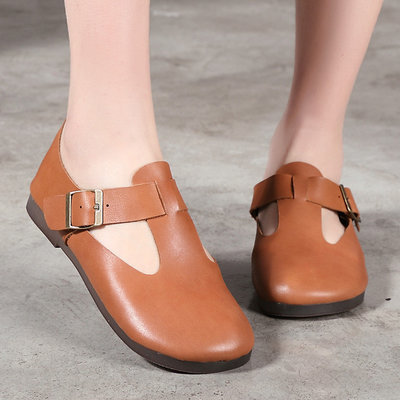 S133 2020 manufacturers simple temperament fashion women's shoes spring and autumn pure color metal buckle leather handm