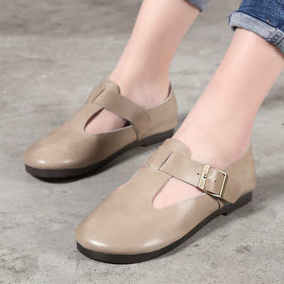 S133 2020 manufacturers simple temperament fashion women's shoes spring and autumn pure color metal buckle leather handm