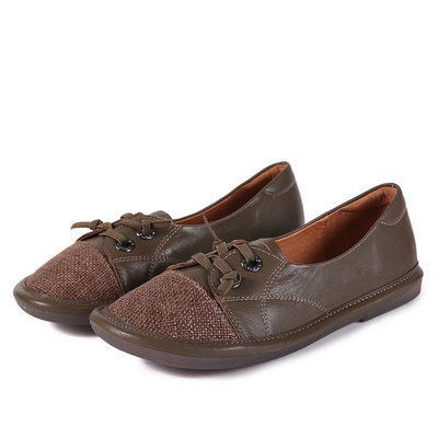 S136 Factory cotton and linen stitching leather flat retro shoes, handmade ethnic style literary forest women's shoes pr