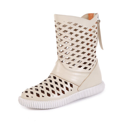 S143 2020 new hollow high-top retro ethnic handmade women's shoes fashion leather breathable sandals boots factory direc