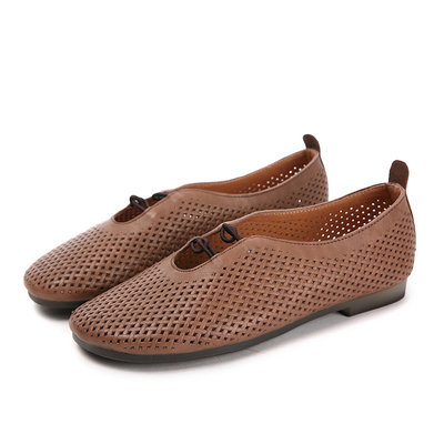 S151 Factory hollow leather retro casual flat shoes ethnic art fashion all-match spring and summer new women's shoes pro