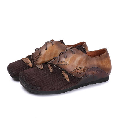 S177 2020 autumn and winter new ethnic retro Mori girl literary temperament single shoes handmade cotton and linen leath