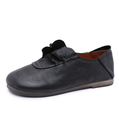 S185 Factory leather handmade simple literary forest women's shoes round toe flat comfortable leather autumn and winter