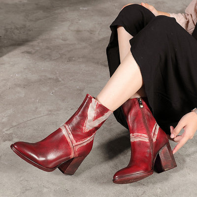 S186 Factory leather handmade simple literary forest women's shoes round toe flat comfortable leather autumn and winter