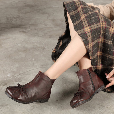 S190 Factory retro flat oil wax leather short tube all-match women's boots handmade original Guangzhou leather women's s