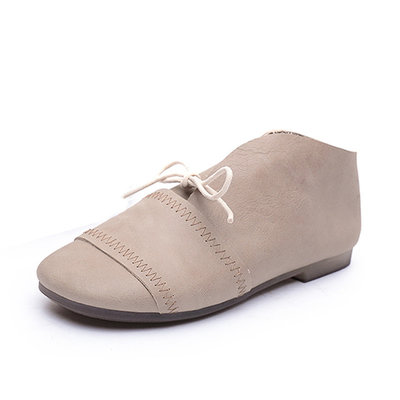 S191Manufacturer British style simple literary flat sole shoes round toe leather comfortable Sen women's shoes wholesale