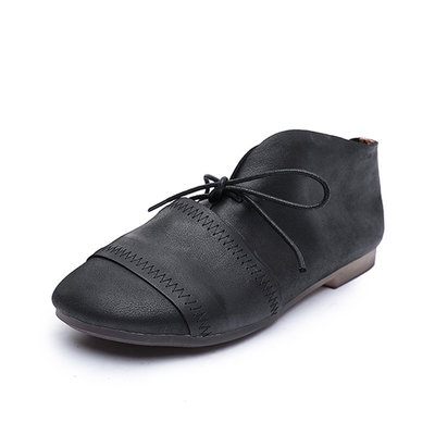 S191Manufacturer British style simple literary flat sole shoes round toe leather comfortable Sen women's shoes wholesale