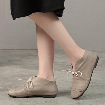 S191Manufacturer British style simple literary flat sole shoes round toe leather comfortable Sen women's shoes wholesale