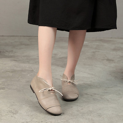 S191Manufacturer British style simple literary flat sole shoes round toe leather comfortable Sen women's shoes wholesale
