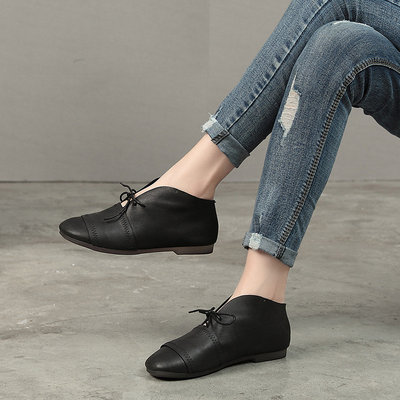 S191Manufacturer British style simple literary flat sole shoes round toe leather comfortable Sen women's shoes wholesale