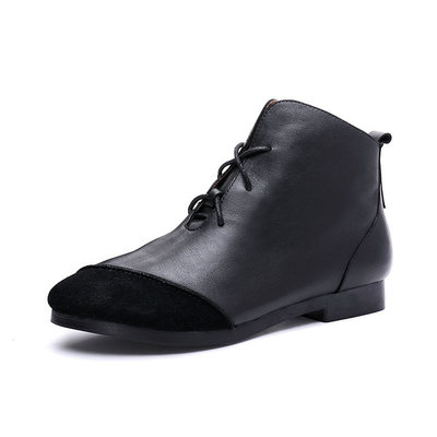 S194 Manufacturer Sen simple handmade leather original women's shoes fashion all-match flat-bottom lace-up literary retr